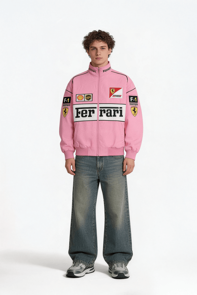 Ferrari Racing Jacket - Vintage Racing Jacket - Pink F1 Jacket ...