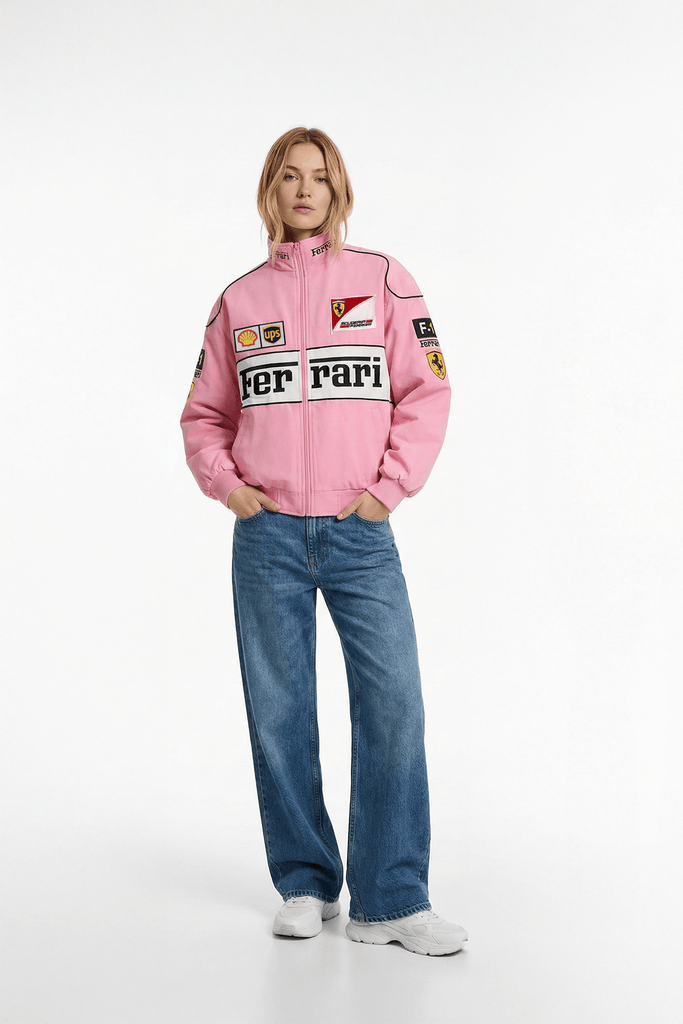 Ferrari Racing Jacket - Vintage Racing Jacket - Pink F1 Jacket ...