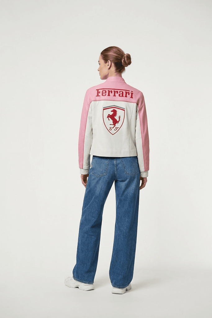 Ferrari Leather Jacket - Vintage F1 Leather Jacket - Pink Jacket ...