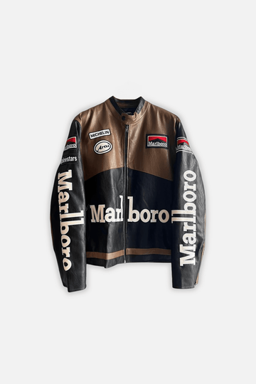 Marlboro Vintage Racing Leather Jacket - Brown & Black Edition – J4R